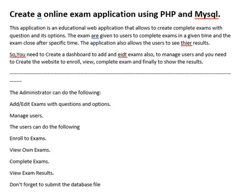 Solved Create A Online Exam Application Using PHP And Mysql Chegg