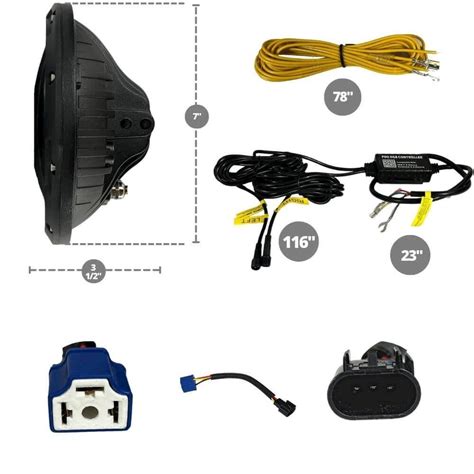 7 Round Rgb Led Headlight Kit With Adapters Extreme Led Light Bars