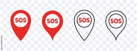 Sos Emergency Icons Sos Badges In The Form Of A Location Icon Vector Scalable Graphics Stock