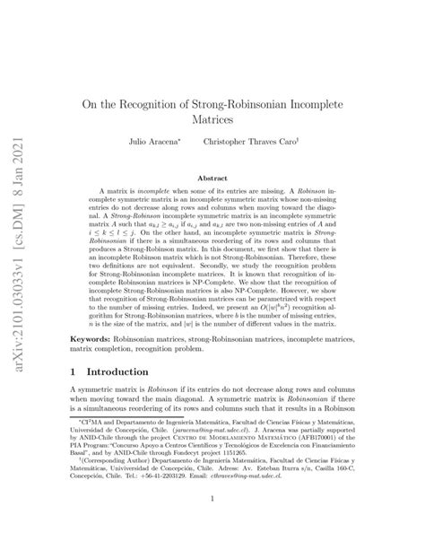 On The Recognition Of Strong Robinsonian Incomplete Matrices Deepai