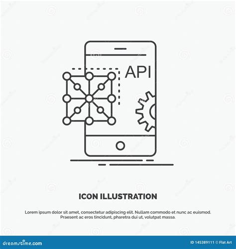 Api Application Coding Development Mobile Icon Line Vector Gray Symbol For Ui And Ux
