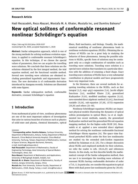 Pdf New Optical Solitons Of Conformable Resonant Nonlinear