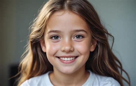 Portrait Of A Cute Smiling Girl Premium Ai Generated Image