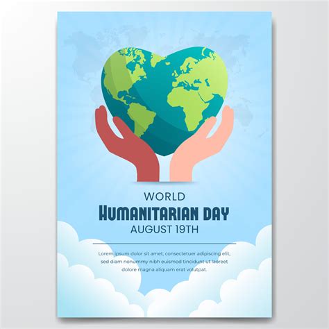 World Humanitarian Day Poster Design With Multiple Ethnic Hands And