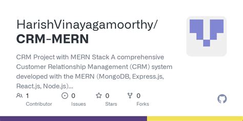 Github Harishvinayagamoorthycrm Mern Crm Project With Mern Stack A Comprehensive Customer