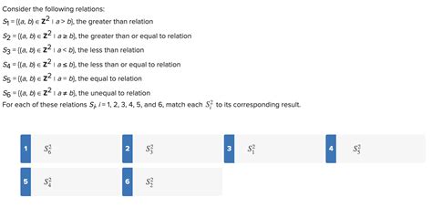 solved consider the following relations s1 { a b ∈ z2 ∣