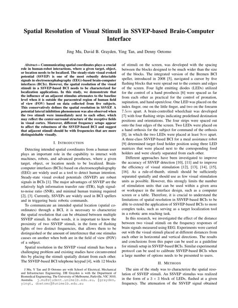 Pdf Spatial Resolution Of Visual Stimuli In Ssvep Based Brain