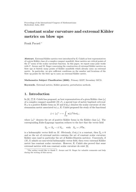 Pdf Constant Scalar Curvature And Extremal Kähler Metrics On Blow Ups