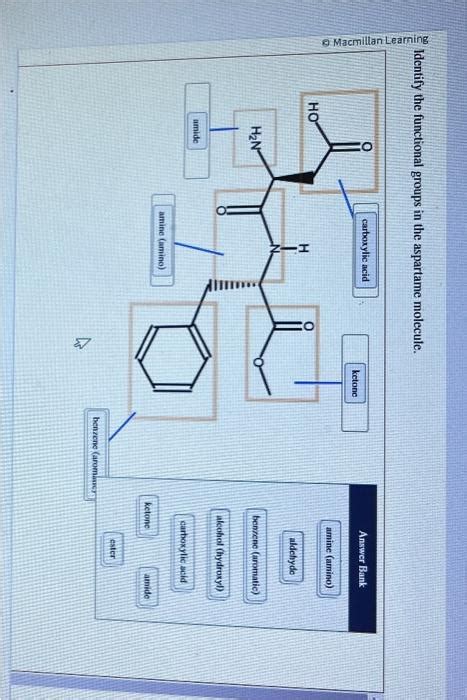 Solved Identify The Functional Groups In The Aspartame