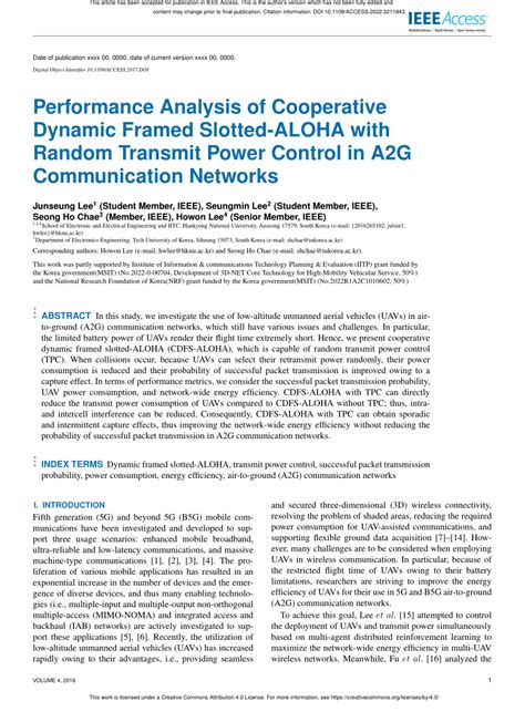 Pdf Performance Analysis Of Cooperative Dynamic Framed Slotted Aloha With Random Transmit