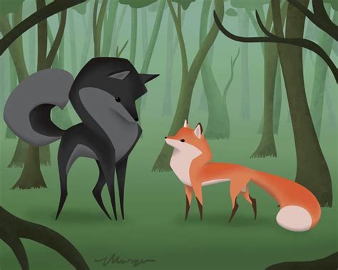 Fox And Wolf 8 Fox And A Wolf Fox And The Wolf Fox Art