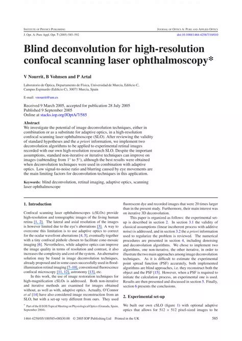 pdf blind deconvolution for high resolution confocal scanning laser
