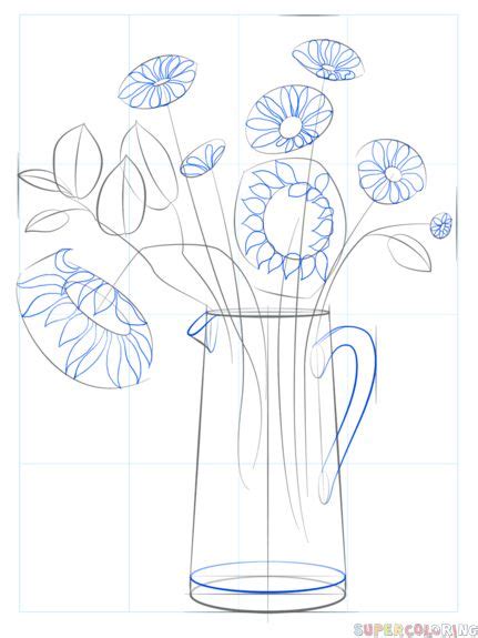 How To Draw A Bouquet Of Flowers Step By Step Drawing Tutorials Flower Drawing Tutorials