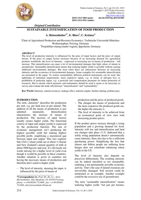 Pdf Sustainable Intensification Of Food Production