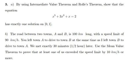 solved 3 a by using intermediate value theorem and rolle s