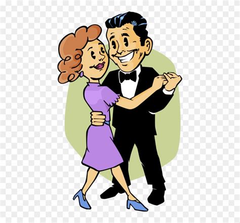 Vector Illustration Of Romantic Dancing Couple In Ballroom Clipart