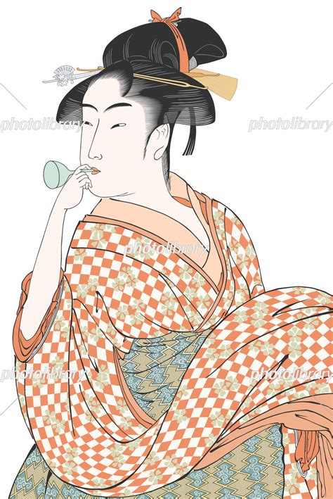 ポッピンを吹く女 ビードロを吹く娘 喜多川歌麿 イラスト素材 7045926 フォトライブラリー Photolibrary