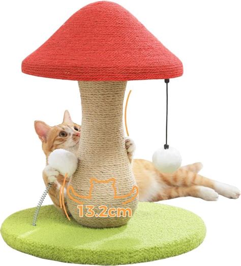 Schattige Paddenstoelen Krabpaal Voor Katten 100 Sisal Bedekt Met