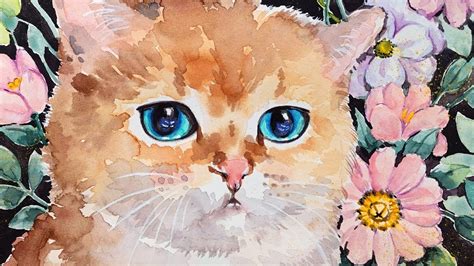 How To Paint A Realistic Cat Watercolor Painting Youtube