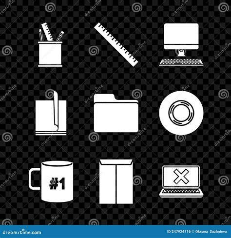 Set Pencil Case Stationery Ruler Computer Monitor With Keyboard