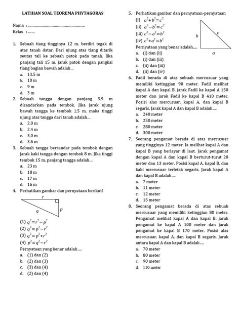 Latihan Soal Teorema Phytagoras Pdf