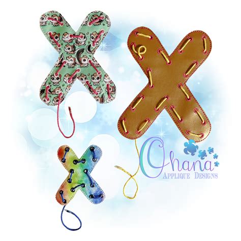 Letter X Lacing Board Embroidery Design Ohana Applique Designs