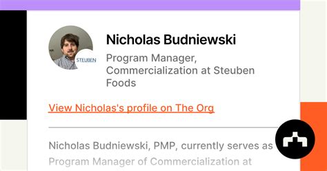 Nicholas Budniewski Program Manager Commercialization At Steuben Foods The Org