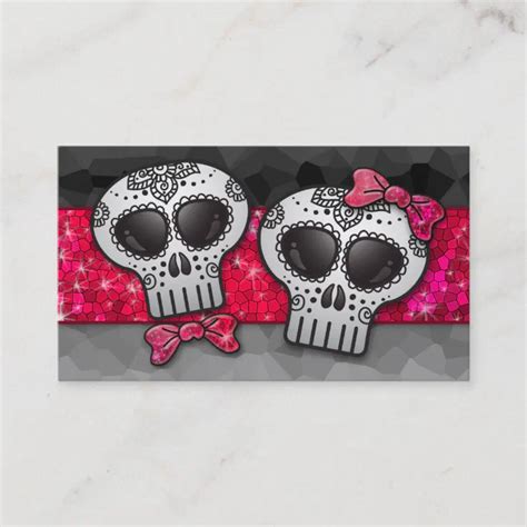 Ruby Red Glitter Black White Ombre Sugar Skulls Business Card Zazzle