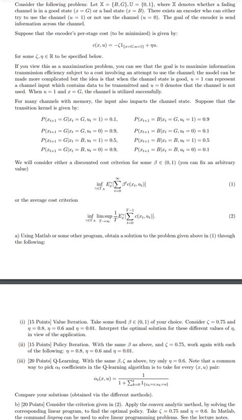 Solved Consider The Following Problem Let X B G U Chegg
