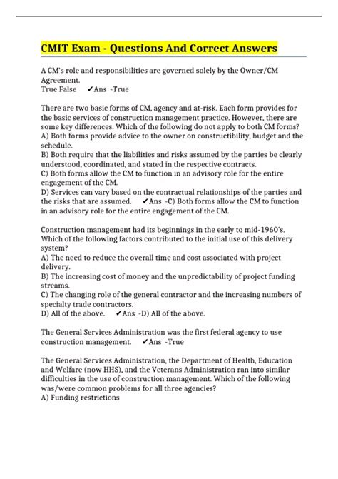 Cmit Exam Questions And Correct Answers Cmit Stuvia