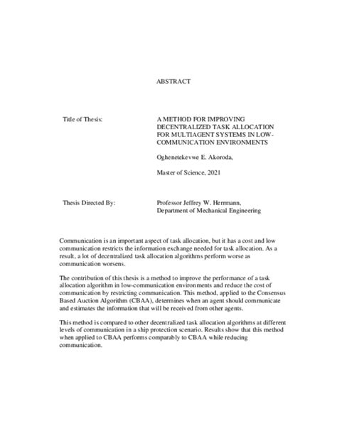 Pdf A Method For Improving Decentralized Task Allocation For