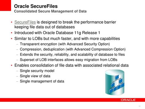 Ppt Oracle Database 11g Securefiles And Database File System Dbfs