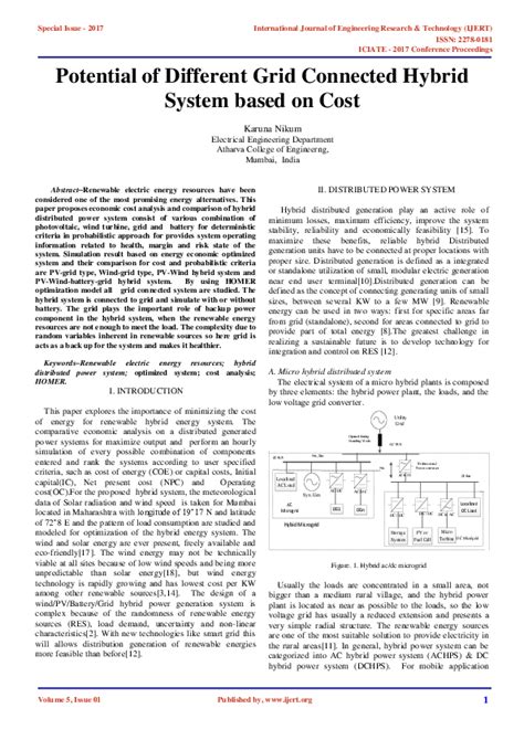 pdf potential of different grid connected hybrid system based on cost