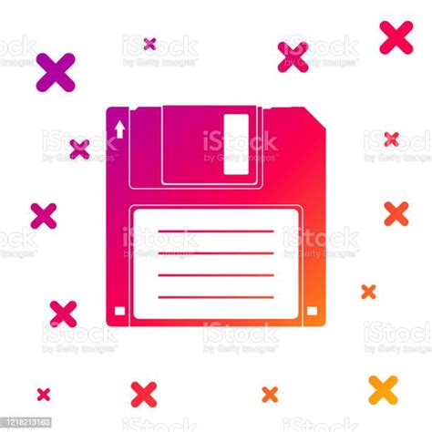 흰색 배경에 격리 된 컴퓨터 데이터 저장 아이콘용 플로피 디스크색상 디스켓 기호입니다 그라데이션 임의 동적 모양입니다 벡터 일러스트레이션 가능성에 대한 스톡 벡터 아트 및