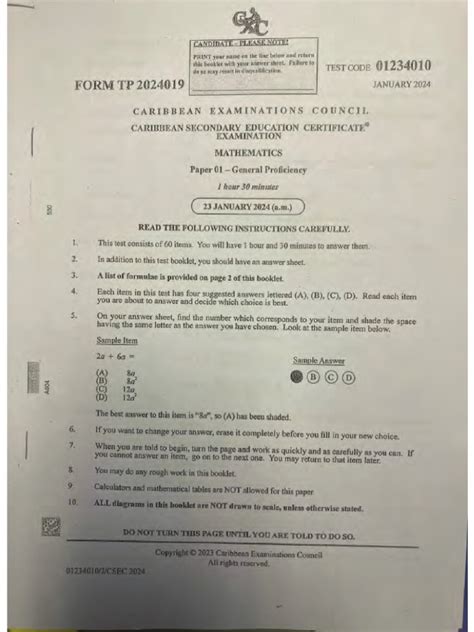 Csec Math Paper 1 2021