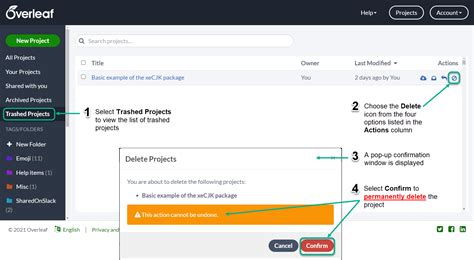 How Do I Remove Or Delete A Project Overleaf Online LaTeX Editor