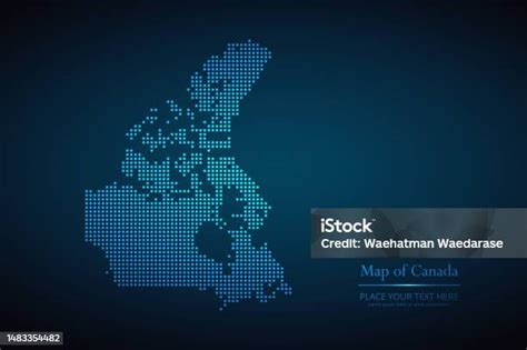 진한 파란색 배경에 있는 캐나다의 벡터 점선 스타일 지도 지도에 대한 스톡 벡터 아트 및 기타 이미지 지도 캐나다 디지털 화면 Istock