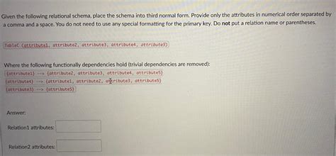 Solved Given The Following Relational Schema Place The