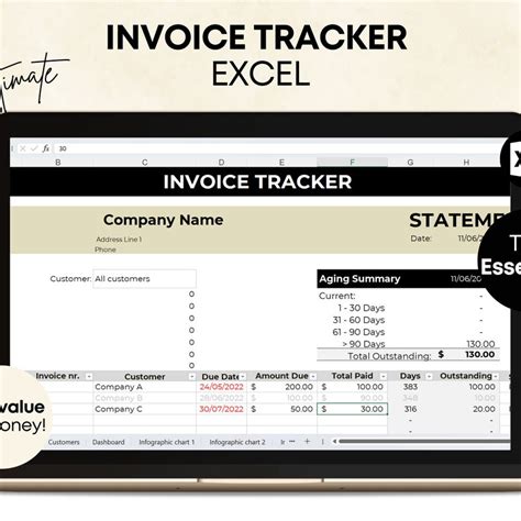 Invoice Tracker Template Excel Etsy