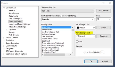 SQL Server Management Font Colour Color Issue Stack Overflow