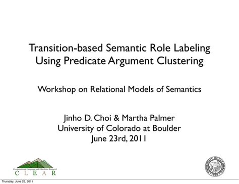 Transition Based Semantic Role Labeling Using Predicate Argument