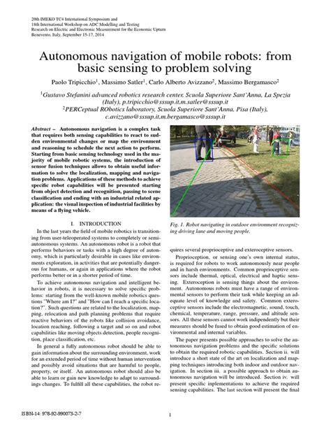 Autonomous Navigation Of Mobile Robots From Basic Sensing To Problem Solving Pdf Pdf Robot