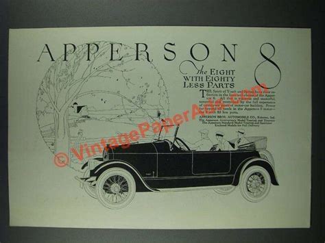 1919 Apperson 8 Car Ad The Eight With Eighty Less Parts Ef