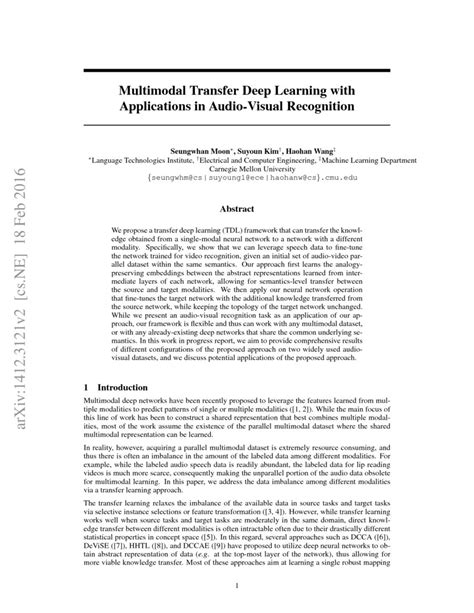 multimodal transfer deep learning with applications in audio visual