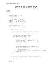 ECE 120 HW5 Q5 Docx Rushill Shah Rushill2 AB8 ECE 120 HW5 Q5 Code Int Main Unsigned Int A