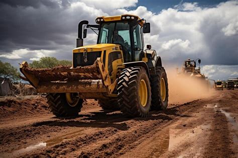 Grading For Efficiency Motor Grader In Focus Premium Ai Generated Image