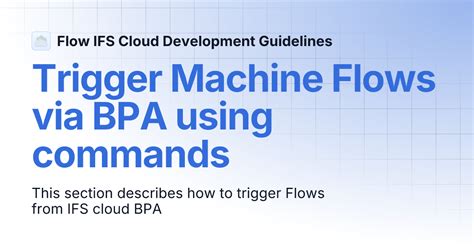 Trigger Machine Flows Via Bpa Using Commands Flow Ifs Cloud