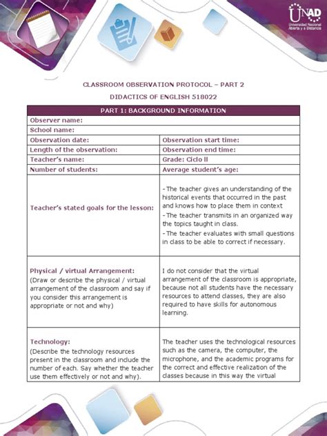 Classroom Observation Protocol Part 2 Pdf Classroom Teachers Classroom Observation Protocol Part 2 Pdf Classroom Teachers