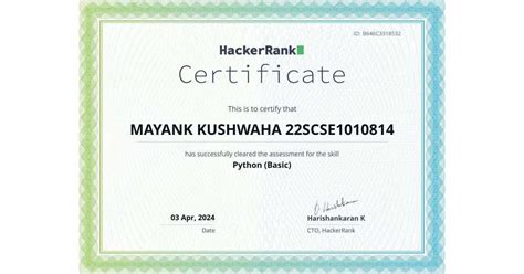 Mayank Kushwaha On Linkedin Hackerrank Skill Certificate