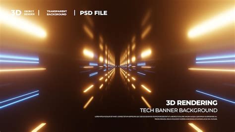 Premium Psd 3d Rendered Tech Lines Tunnel Extended Light Hd Psd